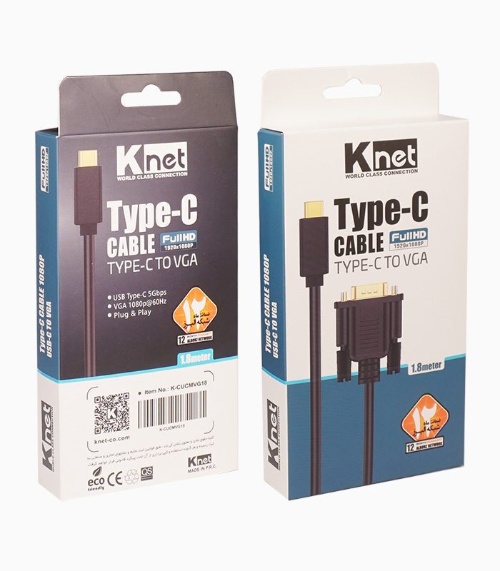 مبدل Type C به VGA کی نت ۱٫۸ متری K-CUCMVG18 - تتیس